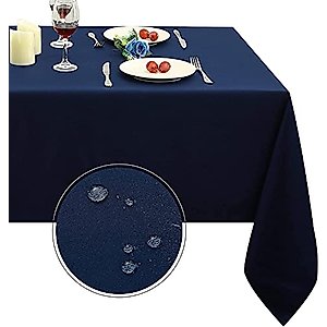 Obstal Rectangle Table Cloth, Oil-Proof Spill-Proof and Water Resistance Microfiber Tablecloth, Decorative Fabric Table Cover for Outdoor and Indoor Use (Navy Blue, 60 x 84 Inch)