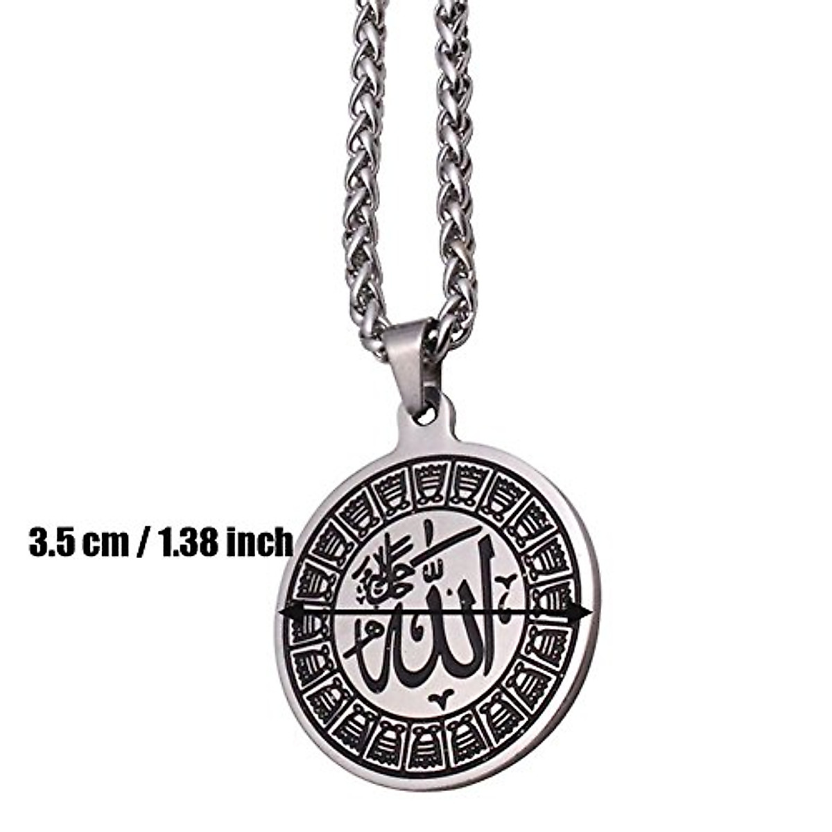 ZKDC Engraved islam Muslim Quran Allah stainless steel necklace with 60 cm chain