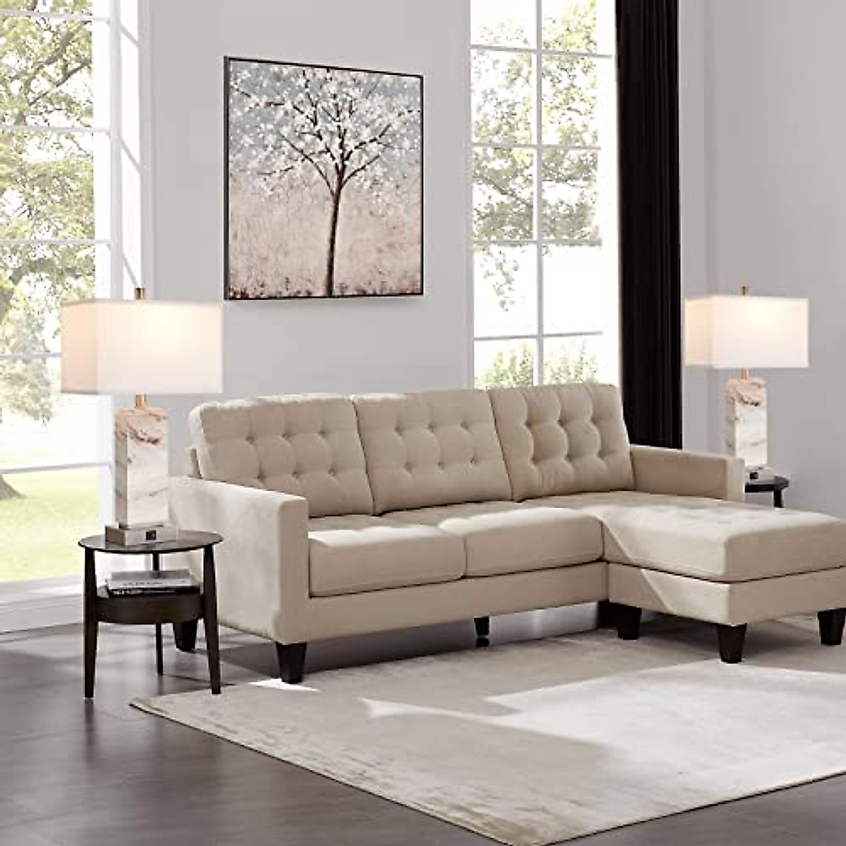 RORIANO Set of 2 Modern Table Lamps for Living Room, 3 Way Touch Dimmable Contemporary Coastal with USB Ports, Rustic Resin Nightstand Lamp Bedroom Bedside End Table, LED Bulb Included