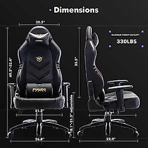 Big and Tall Gaming Chair 350lbs-Racing Computer Gamer Chair,Ergonomic Office PC Chair with Wide Seat, Reclining Back, Adjustable Armrest for Adult Teens-Black