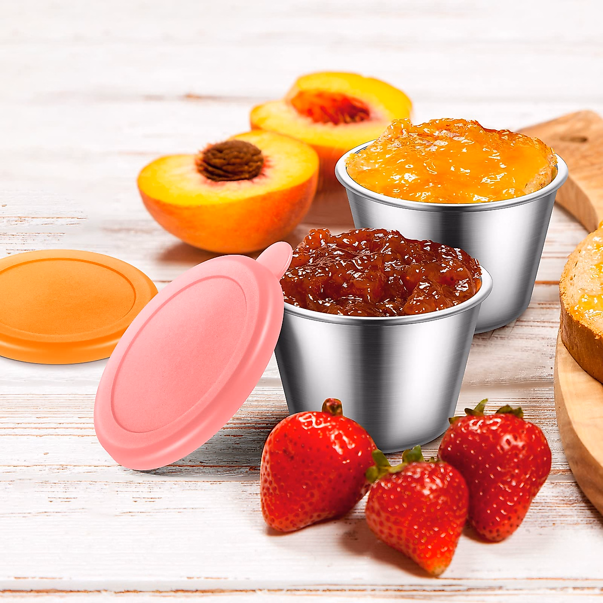 12 Pack 3 oz Small Condiment Containers with Lids, Salad Dressing Container to Go Stainless Steel Sauce Container with Silicone Lids, Rainbow Color Reusable Dipping Sauce Cups for Lunch Bento Box