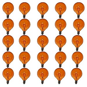 Lxcom Lighting 25 Pack G40 Orange LED Replacement Globe Bulb 0.5W String Light Vintage LED Filament Bulb E12 Candelabra Base Orange Round Decorative LED Edison Bulbs for Patio Garden Lights(Orange)