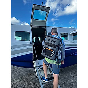 Engel BP25-LG Red 25 Quart Roll-Top High Performance Backpack Cooler Light Gray/Red