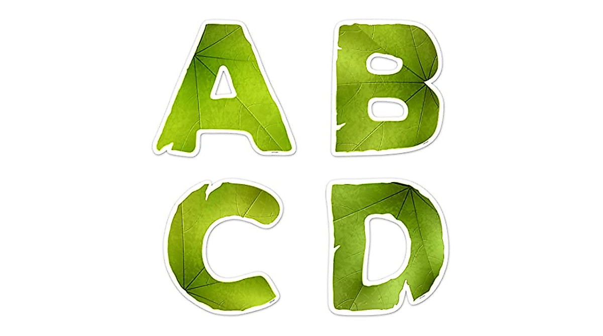 Nature-Inspired Green Leaves Punch-Out Letters for Classrooms