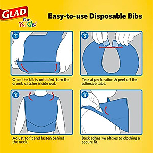 Glad for Kids Unicorns Paper Bibs, 30 Count | Disposable Paper Bibs with Cute Unicorns Design for Kids | Travel Bibs for Kids | Art & Craft Disposable Kids Bibs