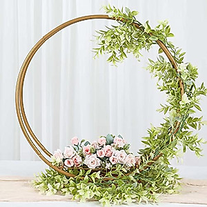 Efavormart 24" Gold Metal Double Frame Hoop Flower Table Centerpiece, Wedding Cake Display Stand