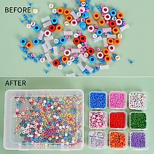 ZOQINI Bead Organizer Box, 28Pcs Small Clear Plastic Storage Containers, 1 Large Craft Organizer Box, 1 Sheet Label, Mini Parts Storage Solution for Beading Jewelry Making Diamond Arts Screws Seeds