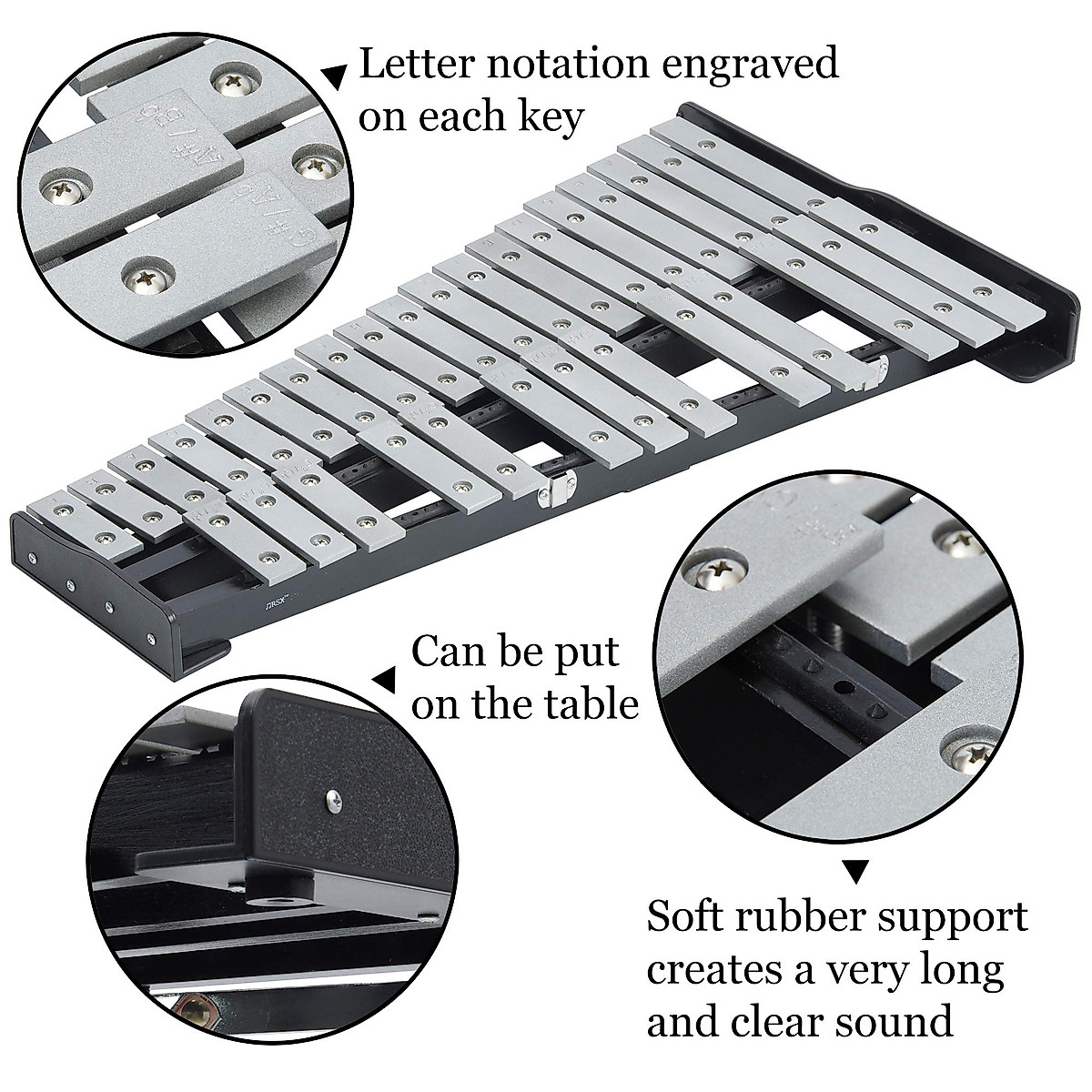 32 keys Glockenspiel Professional xylophone with Stand, Bag, Note Holder, Rubber Mallets