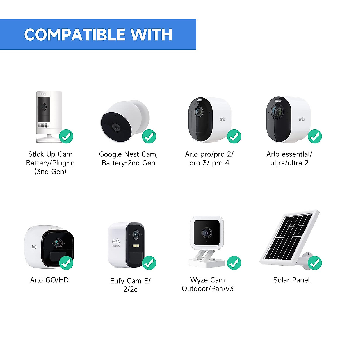 OLAIKE Smart Home Adjustable Indoor/Outdoor Metal Wall Mount (2 Pack) for Ring Stick Up Cam Wired/Battery & Indoor Cam, Arlo Pro/Pro 2/Pro 3/Pro 4/Ultra, Eufy Cam E / 2 / 2C, Wyze Pan v3, White