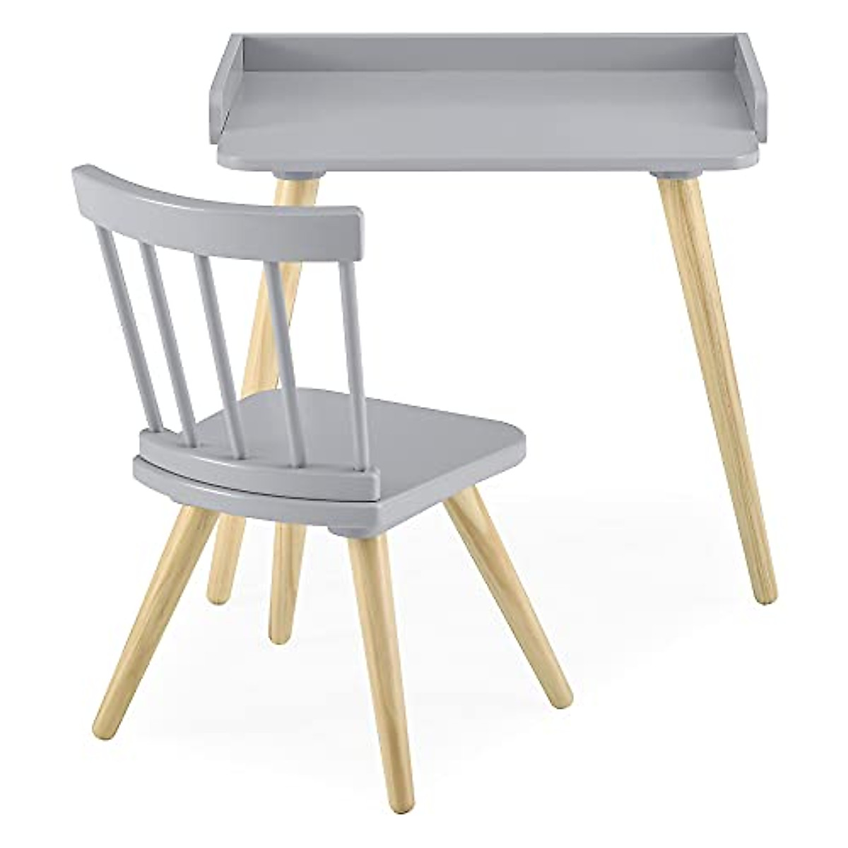 Delta Children Essex Kids' Desk & Chair Set-Greenguard Gold Certified-Ideal for Arts & Crafts, Snack Time, Studying-for Ages 4 Years+, Grey/Natural