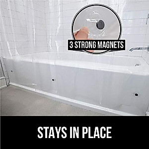 Gorilla Grip PEVA Waterproof Shower Curtain Liner, Strong Weighted Magnets, Rust Resistant Grommets, Heavy Duty Thick Liners, Easy Hang, Fits Standard Bathroom Showers and Bath Tubs, 72x72, Clear