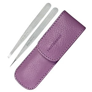 Tweezerman Professional Petite Set Slant and Point In A Leather Case