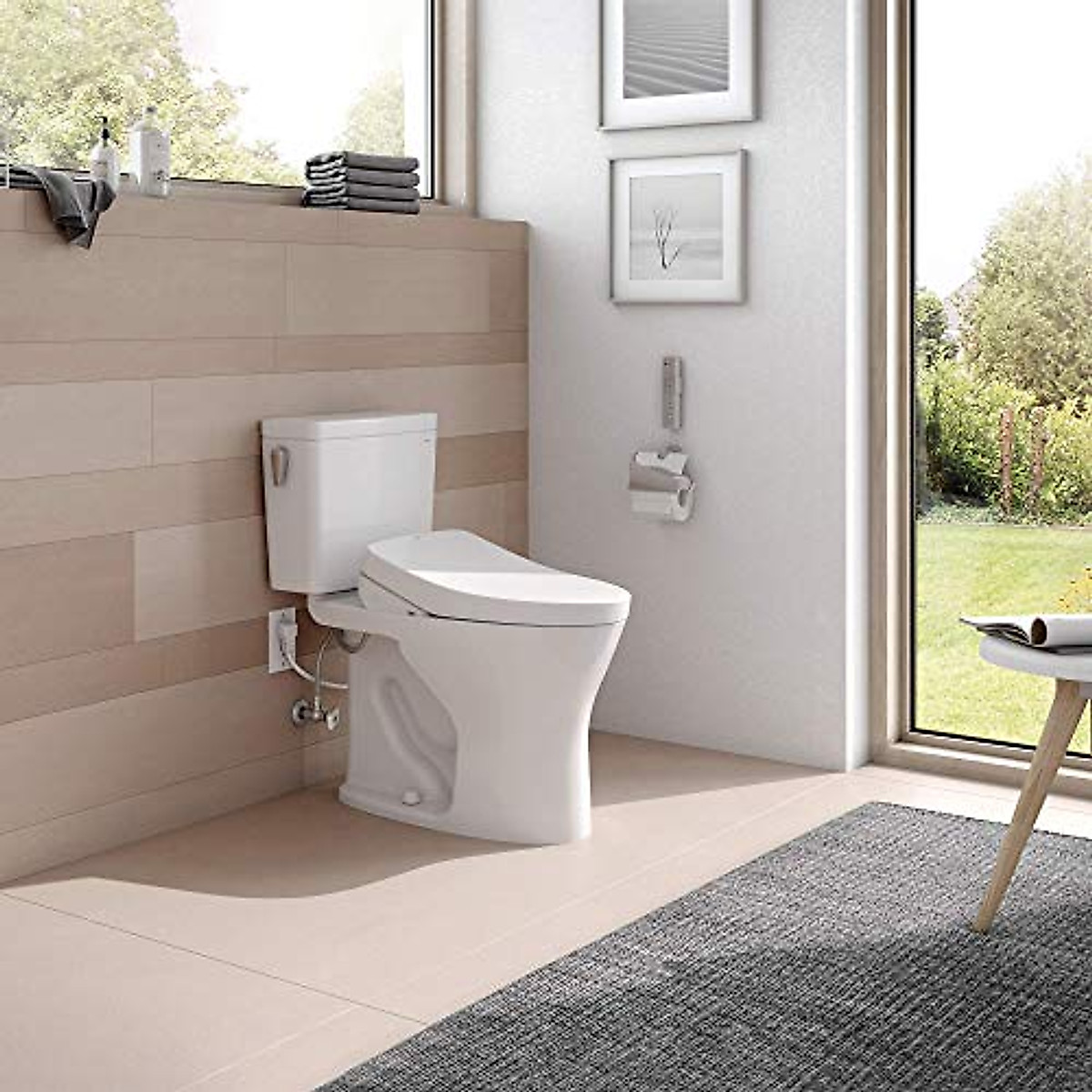 TOTO MW7463056CEMFGA.10#01 Drake WASHLET Two-Piece Dual Universal Height with 10 Inch Rough-in DYNAMAX Tornado Toilet with Auto Flush S550e Bidet Seat, 1.28 and 0.8 GPF, Cotton White
