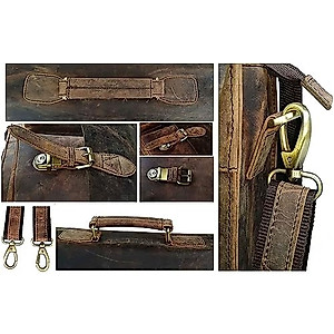 C CUERO 15 Inch Retro Buffalo Hunter Leather Laptop Messenger Bag Office Briefcase Crossbody Travel Bag For Men And Women College Bag Office Laptop Bag