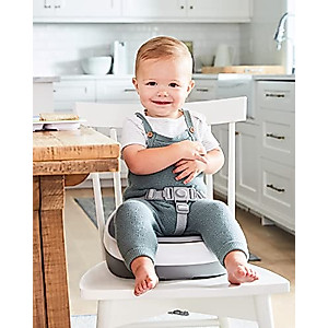 Skip Hop Booster Seat for Dining Table, Sleek Seat Booster, Grey/White