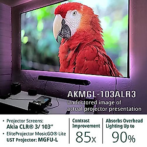 Akia Screens Projector With Screen - EliteProjector UST Bundle ALR Projector Screen CLR3 103 inch 16:9 and Outdoor Movie Screen 58 inch, Compatible with HDMI VGA USB Full HD, Built-in Speaker, Remote
