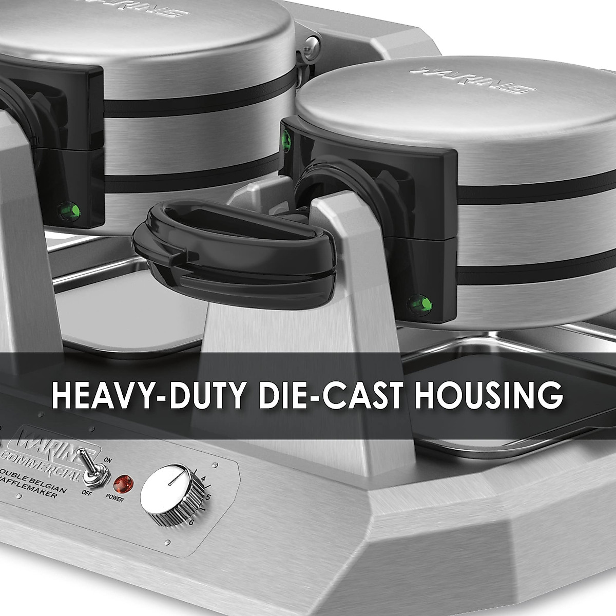 Waring Commercial WW300BX Double Side by Side Belgian Waffle Maker, Coated Non Stick Cooking Plates, Produces 75 Waffles Per Hour,208V, 2700W, 6-15 Phase Plug