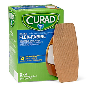 Medline CURAD Flex-Fabric Adhesive Bandages, X-Large 2x4, 50 Count