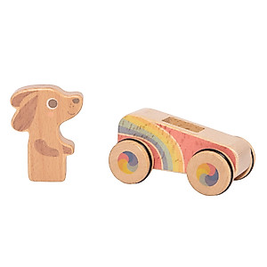 Tiger Tribe Rainbow Roller Dash Hound Rolling Wooden Car with Soft Grip Wheels - Ages 12 mo+ - 91002