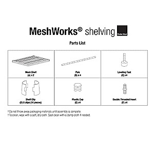 Design Ideas Meshworks 2 Tier Short Stacking Heavy Duty Metal Storage Shelving Unit, 440 Pound Capacity per Shelf, Great for Bathroom, Pantry, and Garage Storage, 31” x 13” x 17.5”