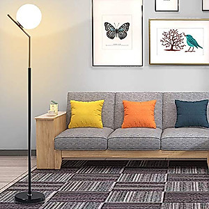 Hsyile Lighting KU300207 Modern Creative White Glass Ball Floor Lamp for Living Room,Bedroom,Office,Hotel,1 Light