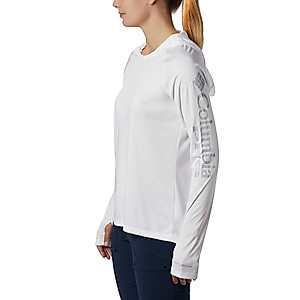 Columbia Women's Tidal Tee Hoodie, White/Cirrus Grey Logo, Medium