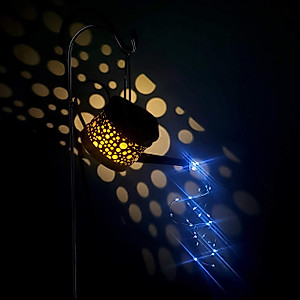 WEAQALDBownew Garden Decor Solar Lights Outdoor Metal Decorative Stake Waterproof for Garden Patio Lawn Porch Walkway Pathway and Yard with Watering Can Shape Lantern