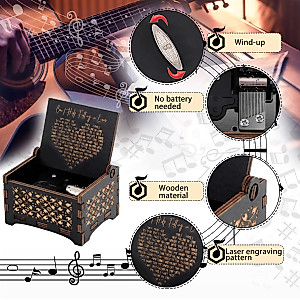 BAOSIWA Can't Help Falling in Love Music Box, Large Size Engraved Wooden Music Box Romantic Gifts for Girlfriend Boyfriend Her Him Wife Husband Anniversary Birthday