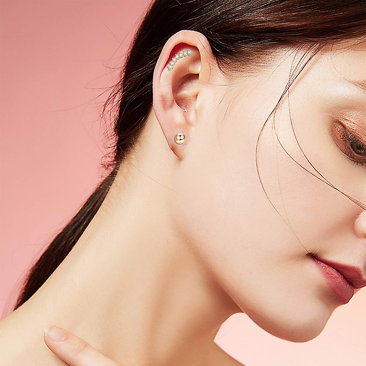 YADOCA Surgical Steel Cartilage Earrings for Women Men Cartilage Piercing Jewelry Stainless Steel Tragus Earrings Gold Cartilage Earring Sets for Multiple Piercing Conch Helix Tragus Piercing Jewelry