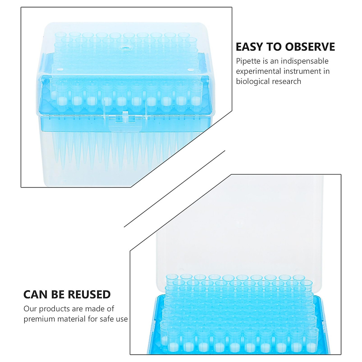 Disposable 1ml Filter Tip Pipette- Extended Tip 1000ul Filter Tip- Easy to Use for Lab Experiment (5 Boxes, Each Box 96pcs)