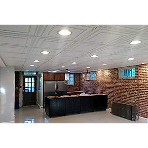 Ceilume 12 pc Stratford Ultra-Thin Feather-Light 2x4 Lay in Ceiling Tiles - for Use in 1" T-Bar Ceiling Grid - Drop Ceiling Tiles (12 Tiles, White)