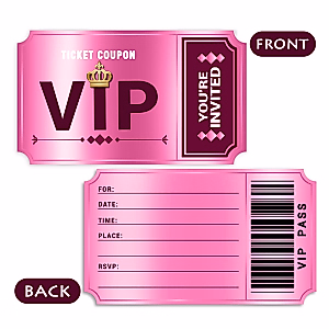 wuguimeii 20 Double-Sided Design Birthday Party Invitations with Envelopes，Movie VIP Party Invitations, Baby Shower Party Invites Supplies Favors（Rose Red）