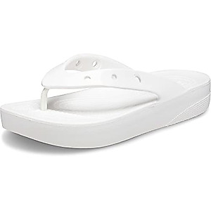 Crocs Women's Classic Flip Flops, Platform Sandals, White, Numeric_9