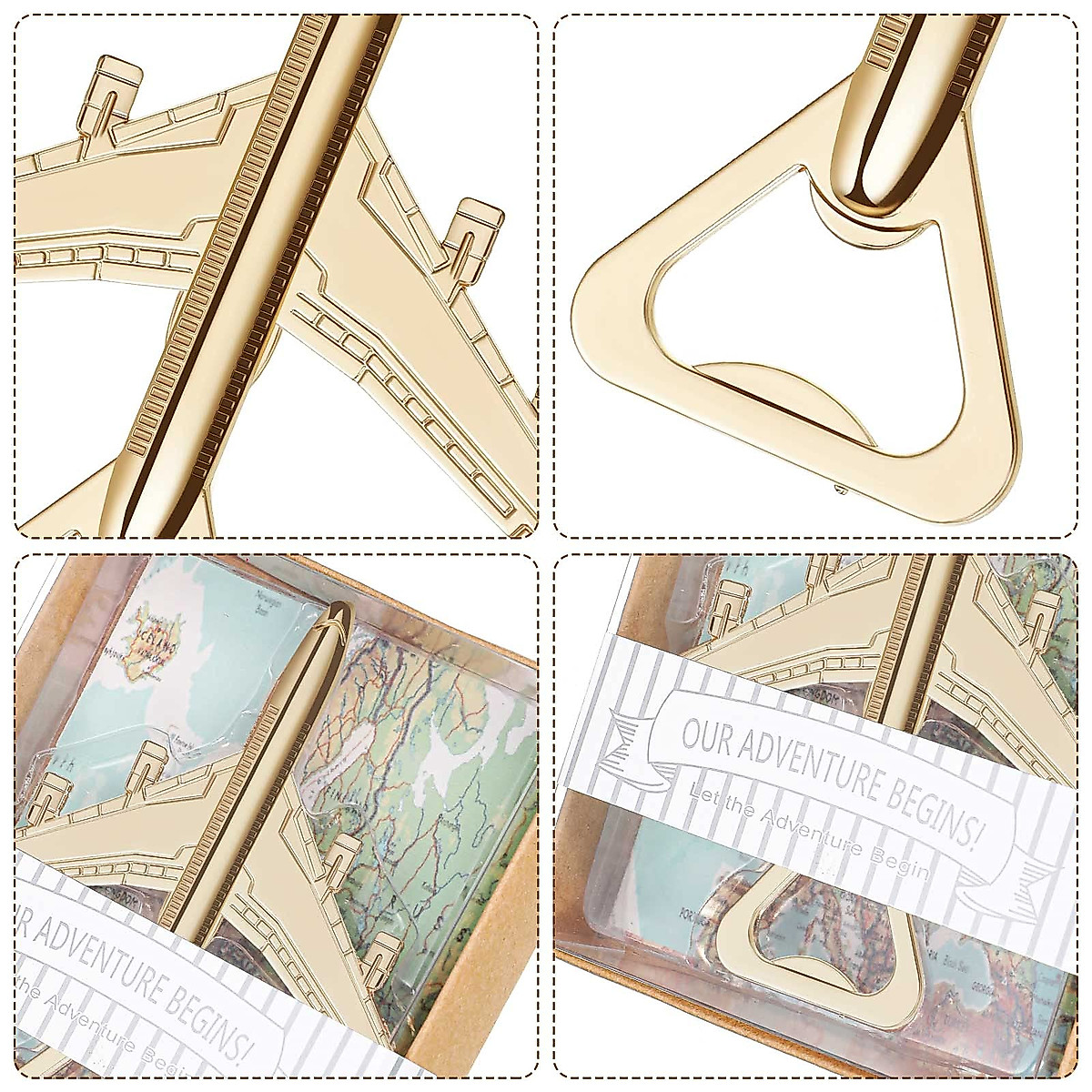 50 Pieces Airplane Bottle Opener with Box Wedding Party Favors Bulk Baby Shower Aviation for Pilot Travel Beer Bottle Opener Favors Guests Birthday Decorations (Classic Style)