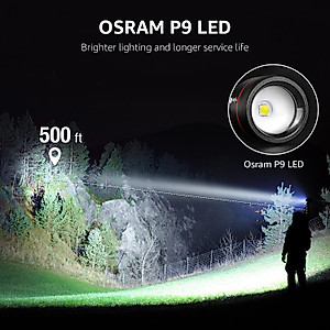 Lepro LED Tactical Flashlight, LE3000 High Lumen Streamlight Torch, 5 Lighting Modes, Zoomable, Water Resistant, Adopted by Osram P9 LED, Powered by AA Battery, for Camping, Running, Emergency