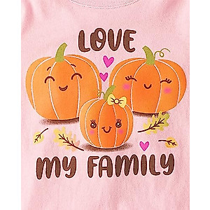 The Children's Place Baby Girls' and Toddler Fall Thanksgiving Long Sleeve Graphic T-Shirt, Pumpkin Family, 18-24 Months