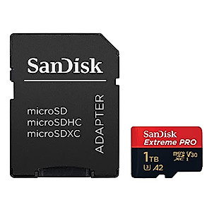 SanDisk 1TB Quick Flow Technology Extreme PRO microSD with Adapter C10, U3, V30, A2, 200MB Read Speed 140 MB Write Speed UHS-I Card