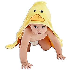 HIPHOP PANDA Bamboo Baby Washcloths, 6 Pack and Baby Hooded Towel, Yellow Duck, 30 x 30 Inch