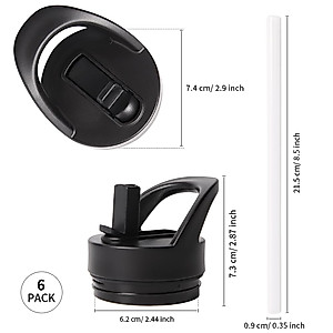 PYD Life 6 Pack Replacement Sippy Up Plastic Lid with Straw and Handle for 16 OZ 20 OZ Sublimation Skinny Water Bottles