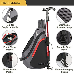 Dehikewell Sling Bag Crossbody Sling Backpack Earphone Hole Shoulder Chest Bag Daypack Men Women Hiking Camping Outdoor