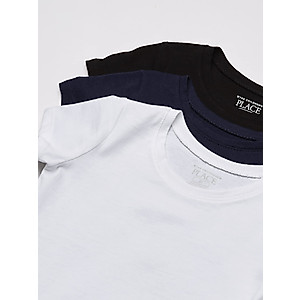 The Children's Place baby girls And Toddler Short Sleeve Basic Layering T-shirt T Shirt, Black/Tidal/White 3 Pack, 3T US