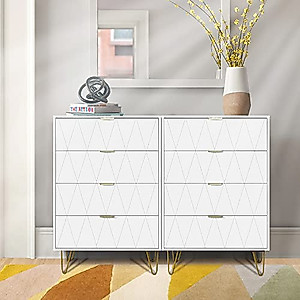Scurrty 4 Drawer Dresser, Storage Cabinet, Tall Drawers Chest Organization for Closet, Bedroom, Office File Nightstand, Living Room, Entryway with 4 Metal Legs Anti-Tipping Device(Set of 1, White)