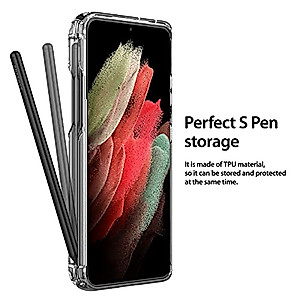 araree FLEXIELD Pen Convenient S-Pen Slot Clear Transparent Flexible Cover Compatible with Samsung Galaxy S21 Ultra Flexible Full Protective Case