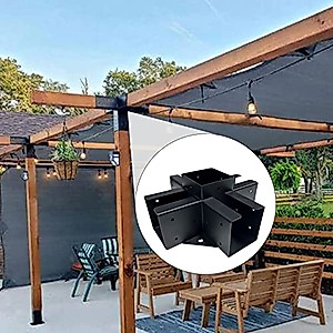Wood Stand Kit with Steel Brackets 5-Way Right Angle Corner Bracket or 4x4(Inner Size 3.5"*3.5") Lumber with Screws Black Powder-Coated Steel Pergola/Gazebo Kit