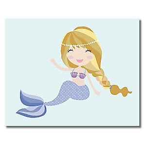 Mermaid Wall Art Prints (8 inches x 10 inches, Blue)