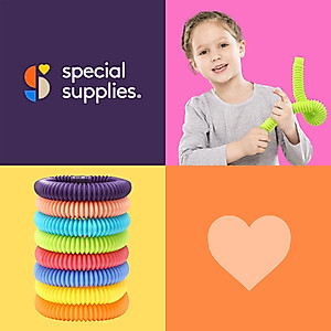 Special Supplies 8-Pack Fun Pull and Stretch Tubes for Kids - Pop, Bend, Build, and Connect Toy, Provide Tactile and Auditory Sensory Play, Colorful, Heavy-Duty Plastic (Huge)