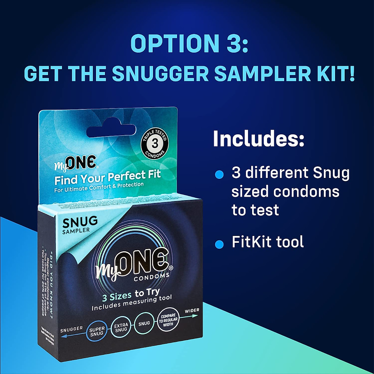 MyONE Snug Sized Condoms | 45D: Super Snug (45), Length 5.2” (D)