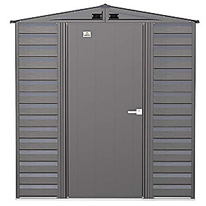 Arrow Select 6' x 7' Outdoor Lockable Steel Storage Shed Building, Charcoal