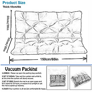 ZUINUDNG Outdoor Swing Bench Cushions,2 or 3 Seater Waterproof Swing Cushion with Backrest Ties,Bench Replacement Washable Seat