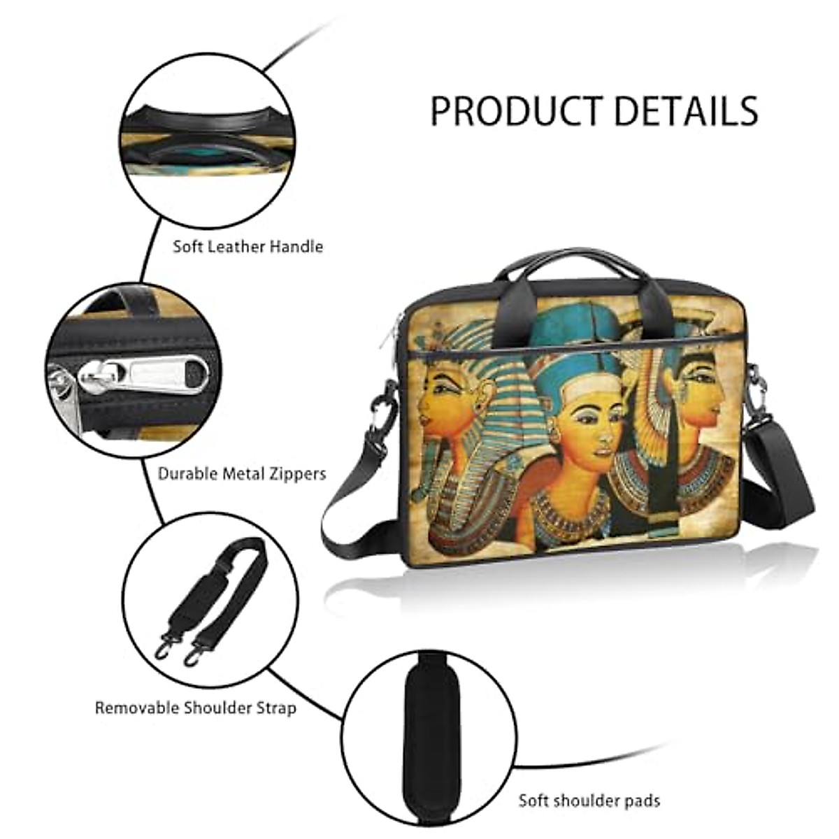 Ancient Human Laptop Computer Bag Waterproof Shoulder Messenger Bag 13-15 inch Durable Laptop Tote Bag with Shoulder Strap Handle Lightweight Crossbody Briefcase